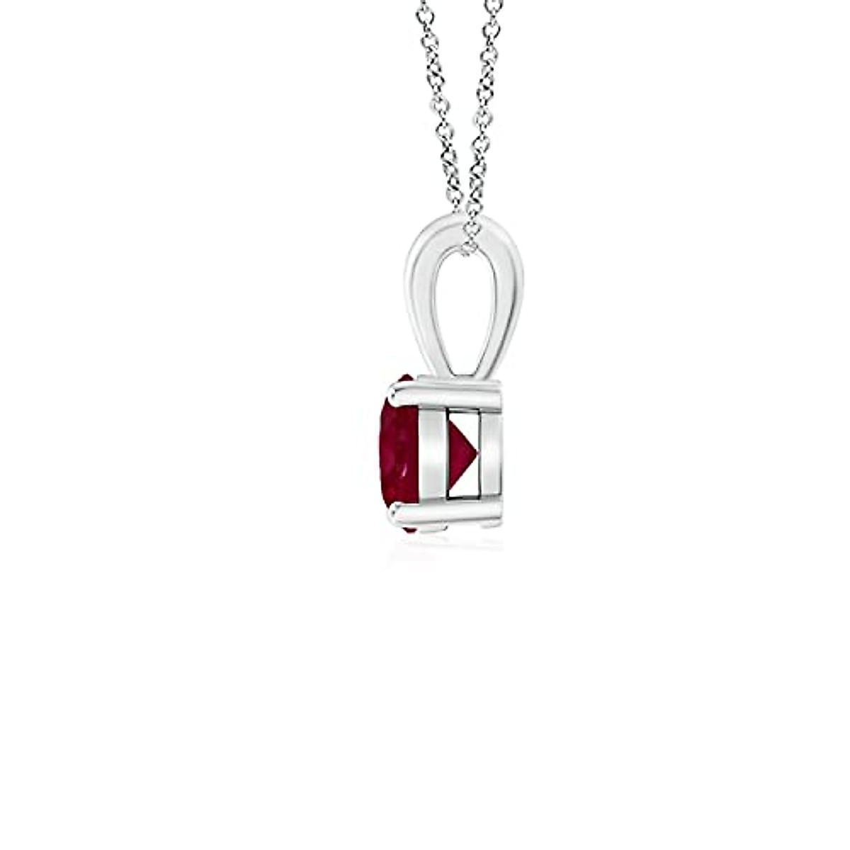 Angara Natural Ruby Solitaire Pendant Necklace for Women In Sterling Silver with 18" Chain (0.3 Cttw 4mm Round Ruby)