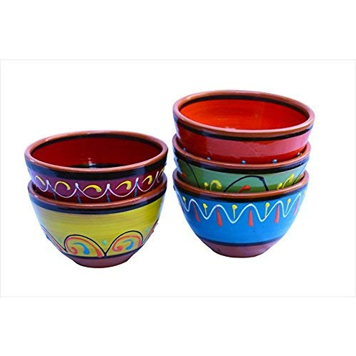 Cactus Canyon Ceramics Spanish Terracotta 5-Piece Breakfast Bowl Set (European Size), Multicolor