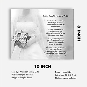 "Daughter-in-Law to Be- What You Mean To Me"- 10 x 8" Wall Art-Ready to Frame. Heartfelt Gift Saying Welcome To Our Family. Perfect Keepsake Wedding Gift for Any In-Law's & Brides-Room to Sign.