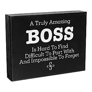JennyGems Amazing Boss is Hard to Find Wooden Sign, Manager and Boss Gift, Desk Decor and Wall Hanging, Made in USA