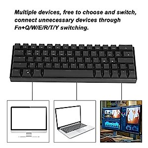 Yoidesu Wireless Mechanical Gaming Keyboard, 64 Keys Monochromatic White Light Wireless Mechanical Keyboard 3 Modes 2.4G/BT 3.0, 5.0/Type c Wired Gaming Keyboard(Red Switch)
