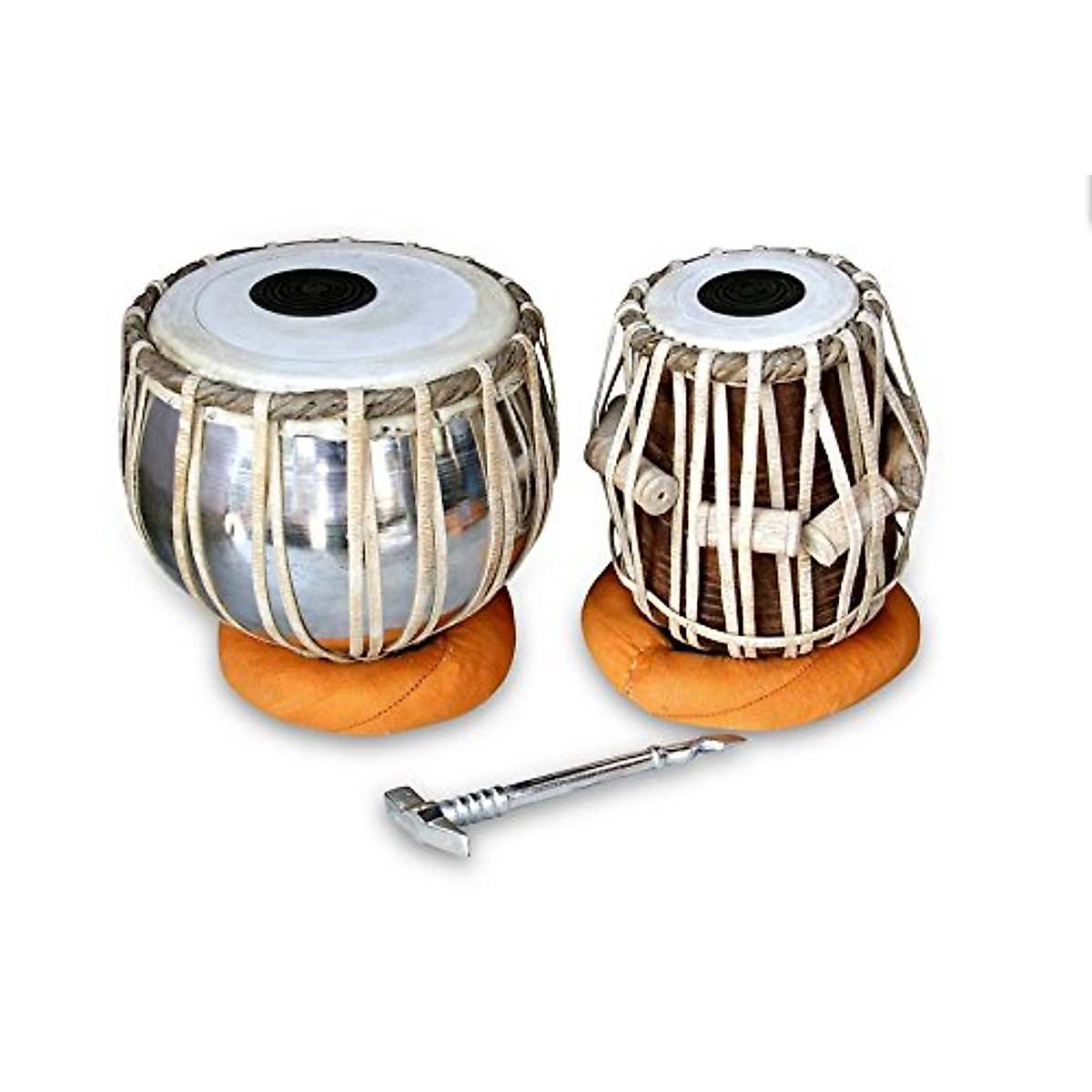 TABLA DRUM SET, HANDMADE PROFESSIONAL QUALITY IRON TABLA DRUM SET, IRON BAYAN SHEESHAM WOOD DAYAN TABLA, GREAT SOUND WITH TUNNIG HAMMER, CUSHIONA & COVER