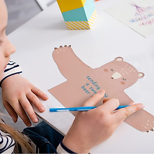 Lincia 36 Sets Bear Thank You Cards Funny Greeting Cards Bear Hug Birthday Cards Animal Note Cards Bulk Bear Stationary Holiday Cards with Envelopes Stickers for shower Party Supplies(Classic Style)