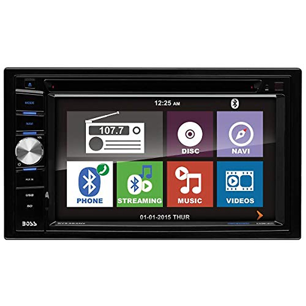BOSS Audio Systems BV9384NV GPS Navigation - Double Din, Bluetooth Audio and Calling, 6.2 Inch LCD Touchscreen, Built-in Microphone, MP3, CD, DVD, USB, SD, AM/FM Radio Receiver