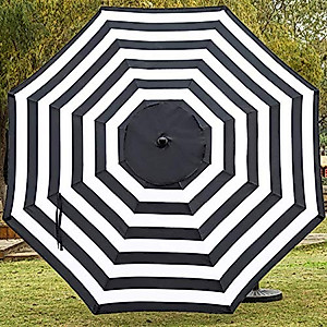 Sunnyglade 9' Patio Umbrella Outdoor Table Umbrella with 8 Sturdy Ribs (Black and White)
