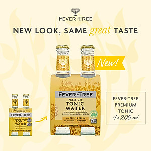 Fever Tree Indian Tonic Water - Premium Quality Mixer - Refreshing Beverage for Cocktails & Mocktails. Naturally Sourced Ingredients, No Artificial Sweeteners or Colors - 200 ML Bottles - Pack of 24