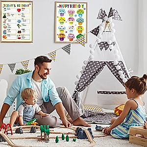 FANCY LAND Cupcake Happy Birthday Poster Chart 2PCS 17" x 22" Cupcake Birthday Poster Monthly Birthday Chart Class Birthday Decoration