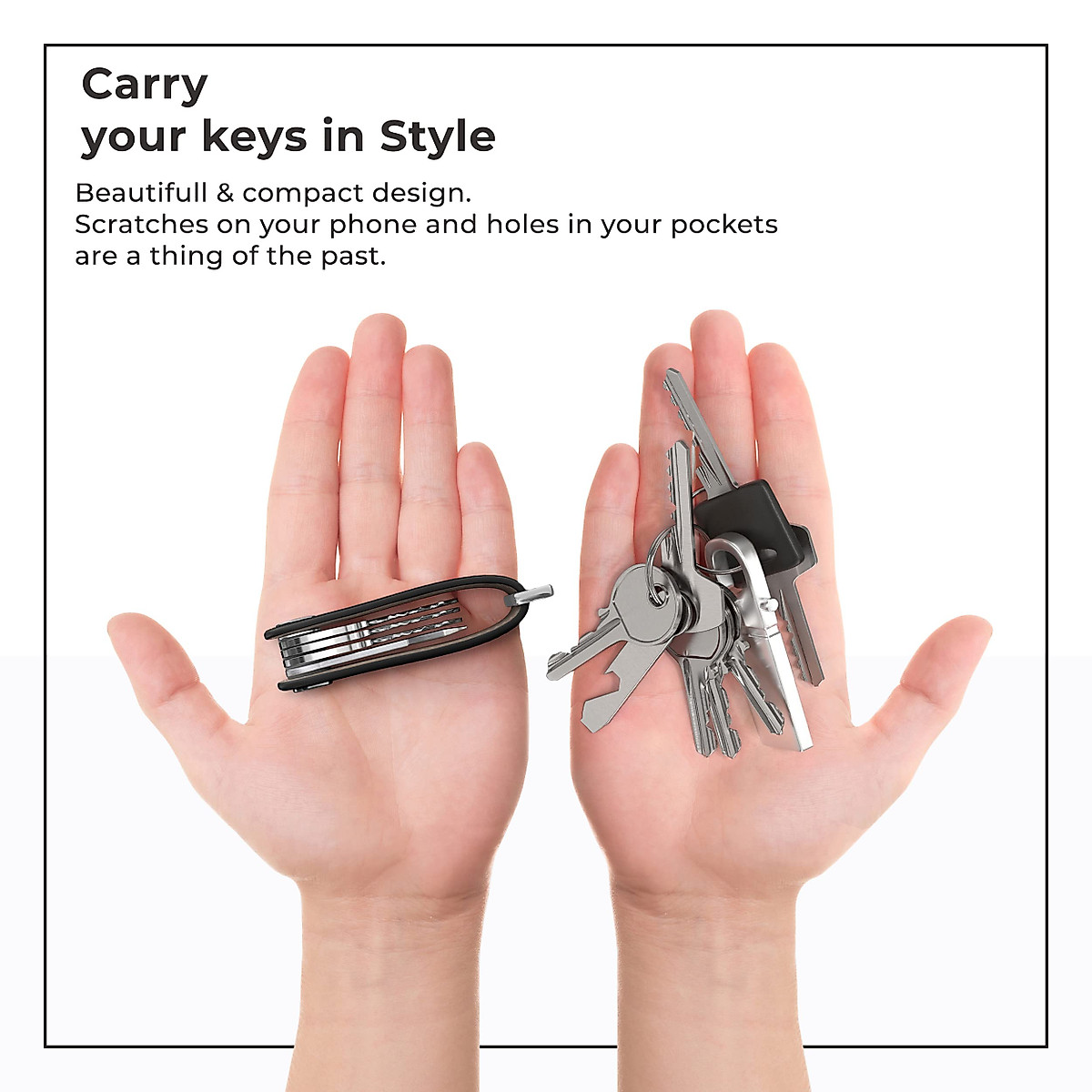 Northwall Key Organizer Keychain, 100% Italian Leather Compact Key Holder, Secure Locking Mechanism, Holds up to 7 Keys, (ThorKey Black)