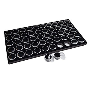 888 Display USA - 100 Black Foam Gem Jars Showcase with 2 pcs of Black Stackable Display Tray