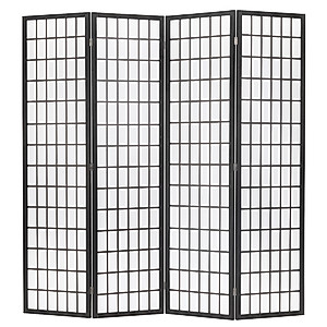 Room Divider 6Ft Folding Oriental Shoji Screen - Portable Privacy Divider with 4 Panels, Freestanding Japanese-Inspired Wood Partition Screen, White