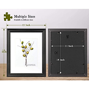 11x14 Picture Frames Black,Display Picture 8x10 with Mat,Set of 2,HD Plexiglass Photo Frame for Wall Mounting