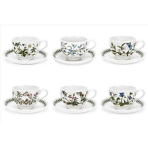 Portmeirion Botanic Garden Set of 6 Teacups & Saucers (T) (Assorted Motifs)