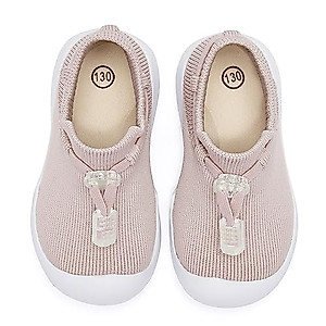 MORENDL Baby Walking Sock Shoes 2 Tiny Feet Infant Slippers Toddler Girl Boy Non-Slip Soft Sole Slip On House Shoes Beige 12-15Months