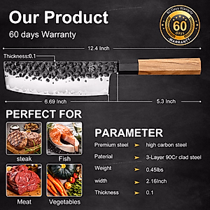 Ink Plums 6.7 Inch Kitchen Usuba Knife,Vegetable Cleaver Knife Asian Nakiri Knife,Stainless Steel With Hand-forged,Olivewood Handle and Gift Box for Family & Restaurant