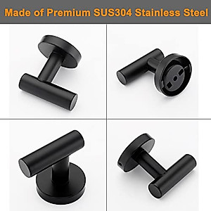 Nolimas Towel Coat Hook Matte Black SUS304 Stainless Steel Bathroom Clothes Cabinet Closet Sponges Robe Hook Wall Mounted Round Kitchen Heavy Duty Door Hanger 1 Pack