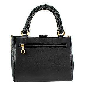 Mary Frances Centerpiece, Black Floral Top Handle Crossbody Handbag