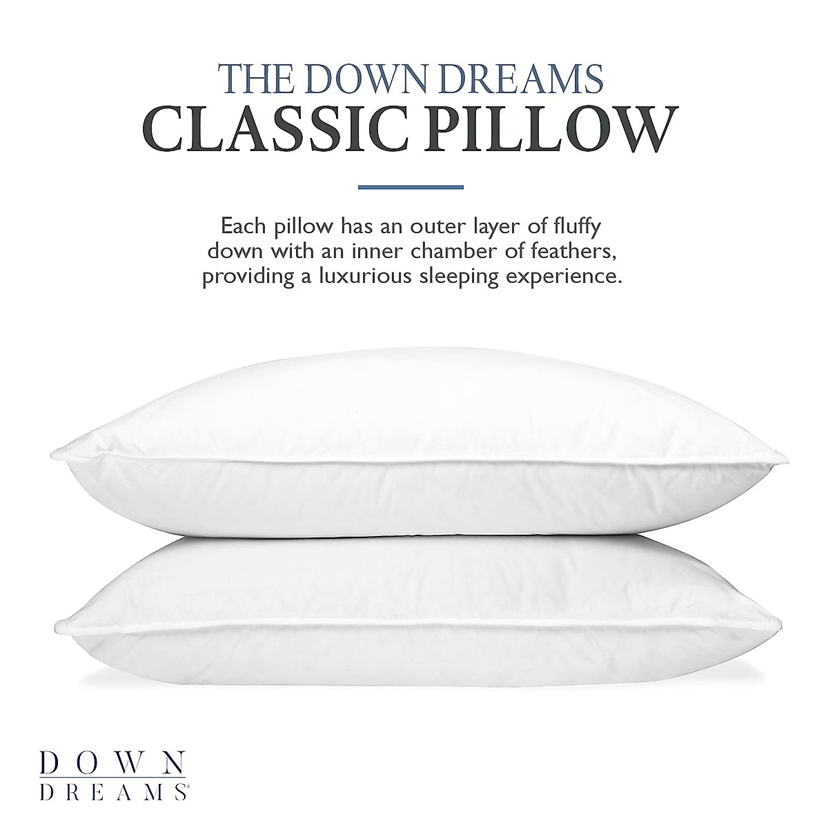 Down Dreams Manchester Mills Classic Pillows - Queen/Firm Support 2-Pack