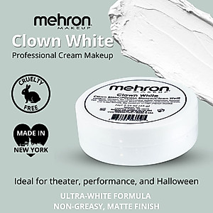 Mehron Makeup Clown White Professional Face Paint Cream Makeup | White Face Paint Makeup | Halloween Clown Makeup 2.25 oz (65g)