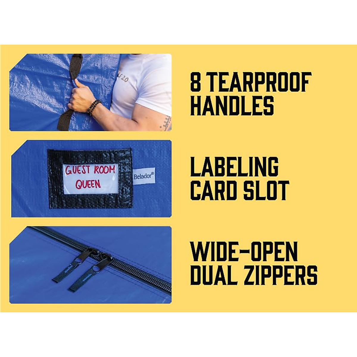 Mattress Bags for Moving with 8 Handles - Queen Size - Extra-Thick Mattress Bag for Moving - Reusable Mattress Storage Bag - Mattress Cover for Moving with Zipper, Moving Mattress Bag Protector