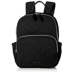 Vera Bradley womens Performance Twill Small Backpack Bookbag, Classic Black, One Size US