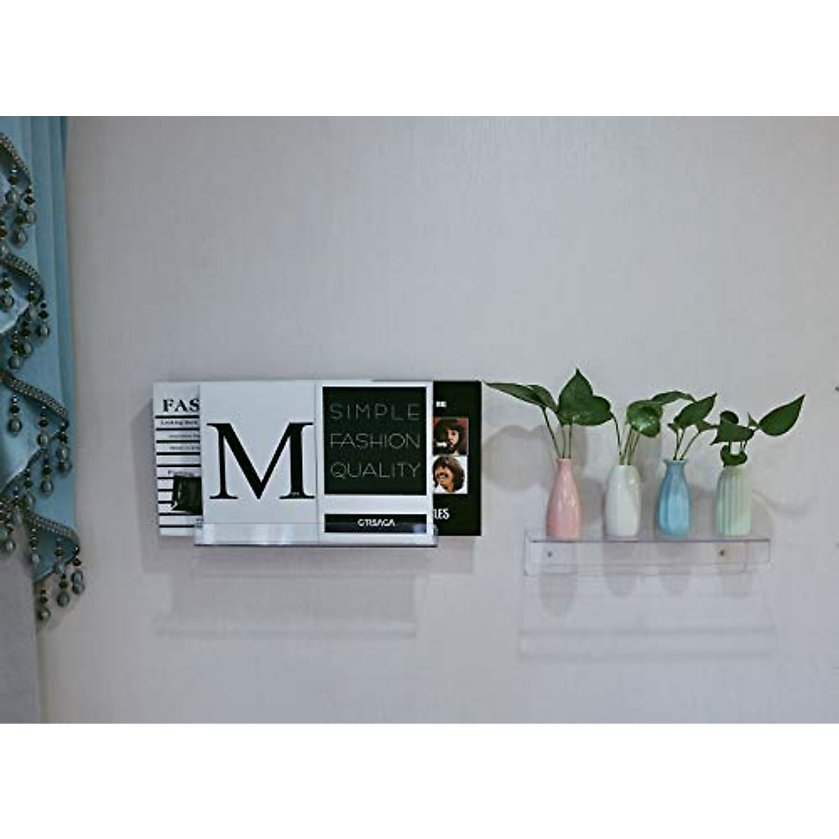 CY craft Clear Acrylic Floating Shelves Display Ledge, 5 MM Thick Wall Mounted Storage Shelf for Kitchen/Bathroom/Office,Invisible Kids Bookshelf and Spice Rack,15 Inch,Set of 4