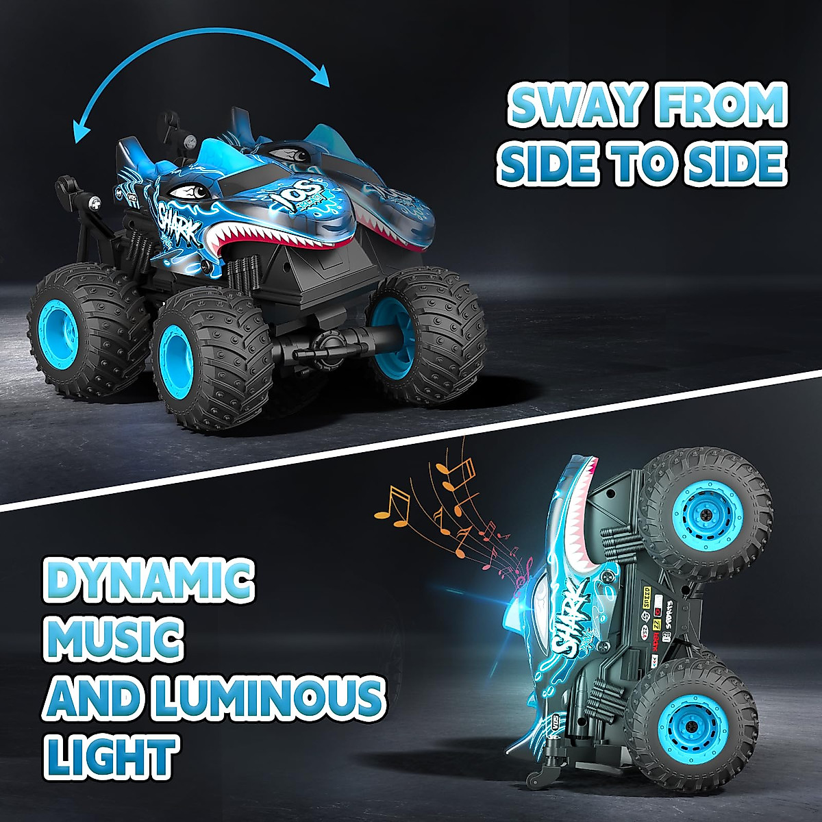 Sunrad Remote Control Car Toys for Kids Boys, RC Monster Truck with 360°Rotation Upright, Light & Music, Indoor Outdoor All Terrain Rechargeable Electric RC Car Toys Gifts for 3 4 5 6 7 8-12 Year Old