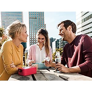 MEPAL, Bento Lunch Box Midi with 2 Compartments for Food Storage, a Detachable Box Including a Fork, Portable, BPA Free, Nordic Green, Holds 30.4 oz, 1 Count