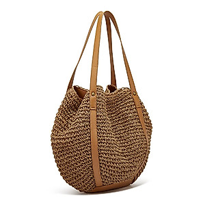 Straw Bags for Women Summer Beach Woven Tote Hobo Handbag Casual Straw Shoulder Bags for Travel Vocation