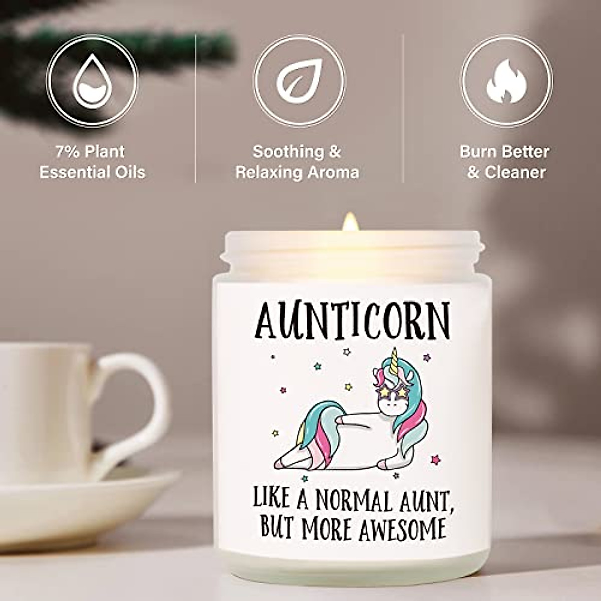 Aunt Gifts - Unique Candle Gifts for Aunt, Aunt Birthday Gifts from Niece Nephew, Mothers Day Funny Aunt Gifts, Best Auntie Aunticorn Unicorn Scented Candles Present