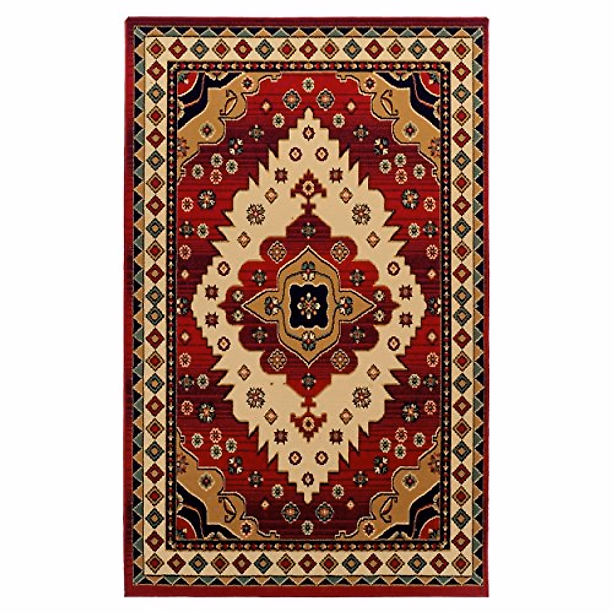 Superior Aztec Collection 5' x 8' Area Rug, Attractive Rug with Jute Backing, Durable and Beautiful Woven Structure, Bright and Bold Southwest Style Bordered Rug