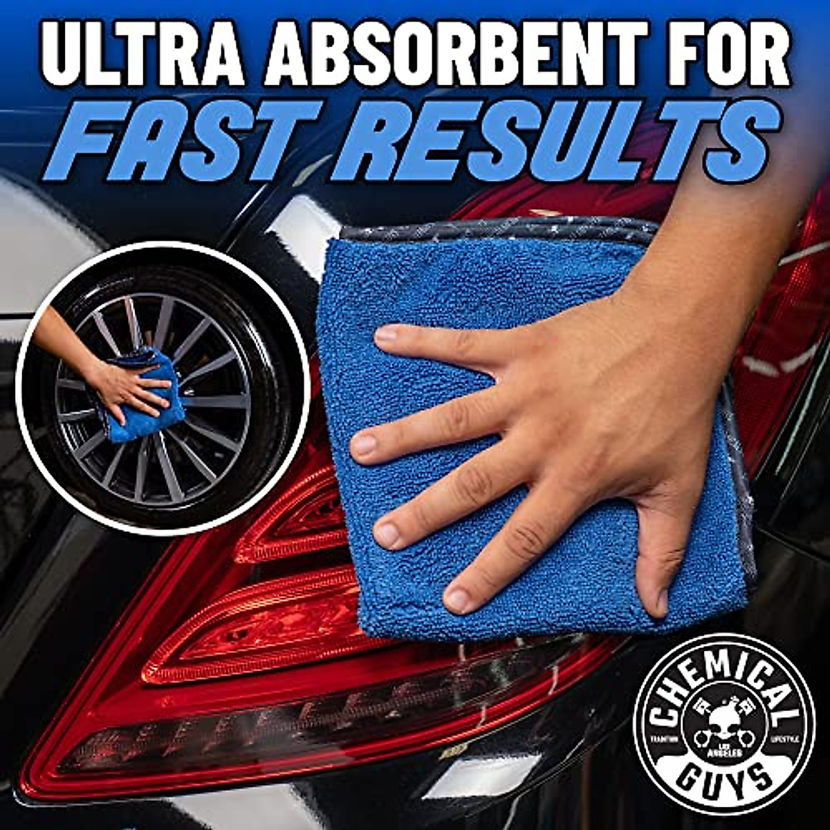 Chemical Guys MIC110003 Professional Grade Premium Microfiber Towels, Blue (16 Inch x 16 Inch) (Pack of 3) - Safe for Car Wash, Home Cleaning & Pet Drying Cloths