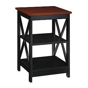 Convenience Concepts Oxford End Table with Shelves, Cherry/Black
