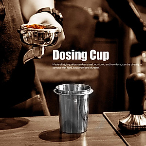 Haosie 51mm Dosing Cup, Stainless Steel Coffee Powder Dosing Cup, Mug Coffee Powder Feeder Part for Espresso Machine