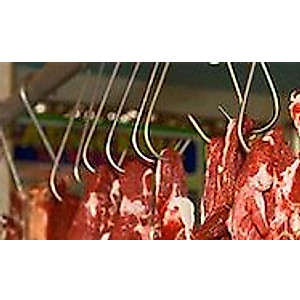 ALAZCO 2pc 9" Heavy Duty & Thick Stainless Steel Meat Processing Butcher Hook - Wild Game, Smoking Ribs BBQ Large Fish, Hunting, Carcass Deer Hanging S-Hook Excellent Quality 9mm Thick