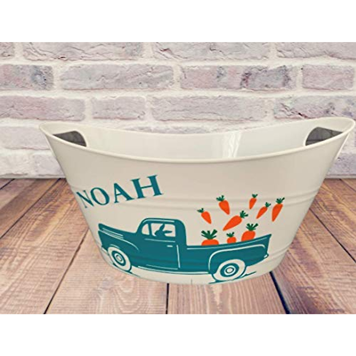 Personalized Easter Basket with Name - Large Bucket for Kids - Pail for Gifts with Handles - Custom Decor