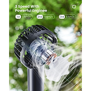 Gaiatop Neck Fan Rechargeable Mini Portable Fan Cute Camera Design, Lash Fan with 360°Rotate Mirror, 3 Speed USB Handheld Fan with LED Display, Personal Fan as Travel Essentials (Navy Blue)