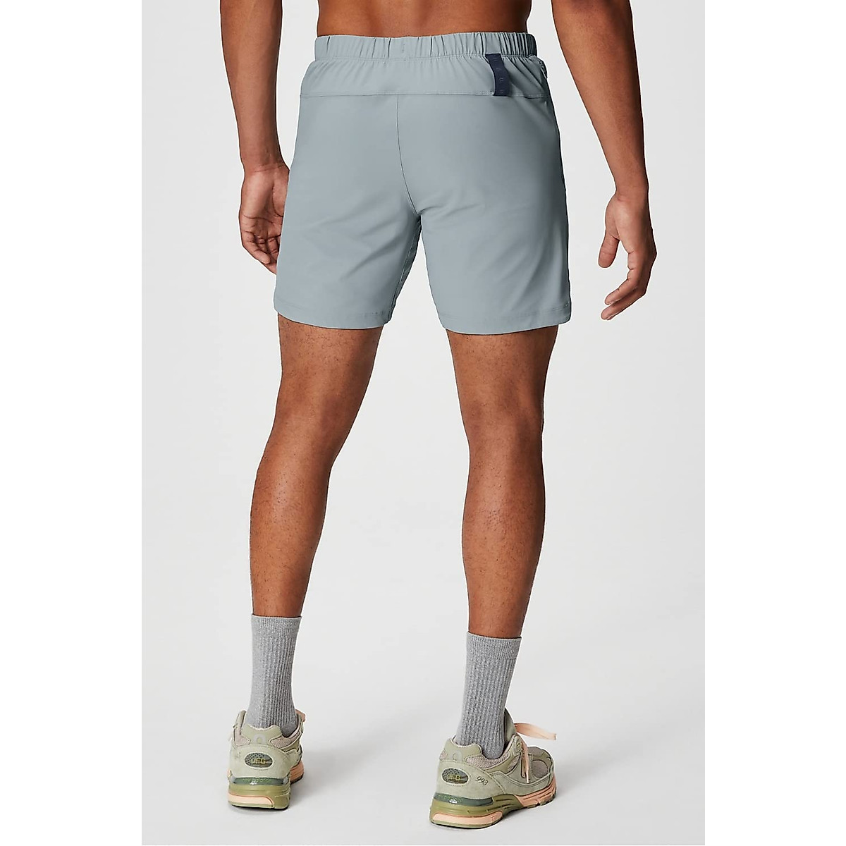 Fabletics Men's The One Short (Lined), Training, Swimming, Lightweight, Quick-Dry, Zip Pocket, Stretch Woven, 7" Inseam, L, Shadow Grey