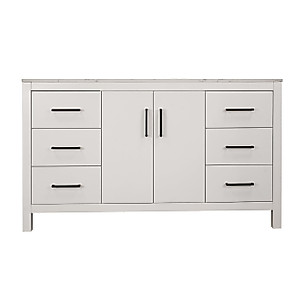 Kitchen Bath Collection Copenhagen 60-inch Single Bathroom Vanity (Engineered Marble/White): Includes White Cabinet with Engineered Marble Countertop and White Ceramic Sink
