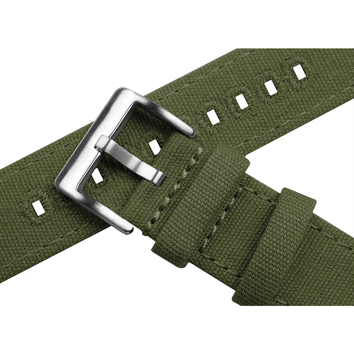 BARTON WATCH BANDS Quick Release Canvas Watch Band Straps, Army Green, 22mm