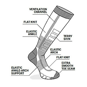 Eurosock unisex adult Silver Supreme skiing socks, Deep Black, Medium US