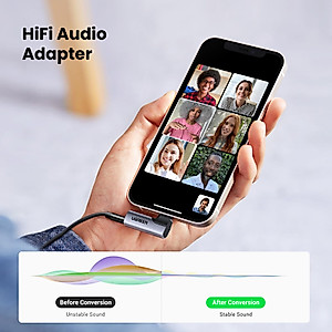 UGREEN Headphone Adapter for iPhone Lightning to 3.5mm Jack MFi TRRS Aux Earphone Stereo Audio Mic Converter Mini Dongle Compatible with iPhone 14 13 Pro Max 12 11 XR XS SE 2022, iPad, Headset, Car