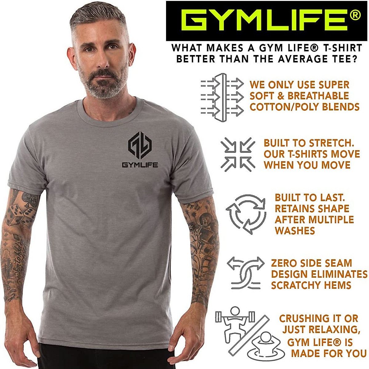 GYM LIFE Men's Power Up Athletic Performance Short Sleeve Workout T-Shirt, Olive Green (3X-Large)