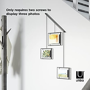 Umbra Exhibit Picture Frame Gallery Set, Adjustable Wall Collage Displays Three 8x10" Photos, Set of 3 Large, Black