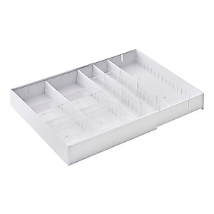 YAMAZAKI Home Expandable Cutlery Kitchen Angled Utensils Storage Multi-Compartment Silverware Organizer Drawer Insert Tray, Plastic, Adjustable, Expandable, No Assembly Req.