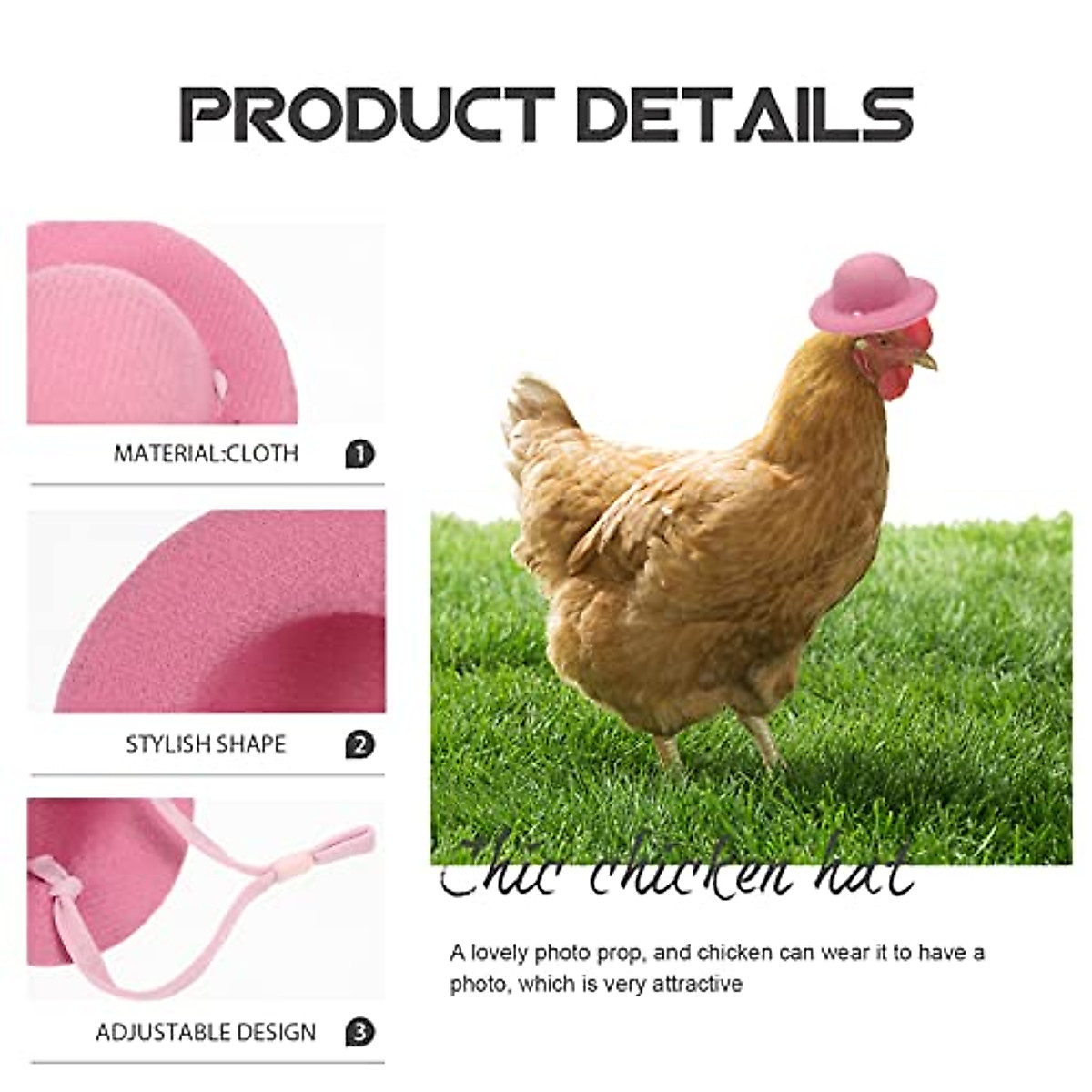 PATKAW Chicken Hats 6pcs Chicken Hats Hamster Hat with Adjustable Elastic Chin Strap Novel for Hens Rooster Lizard Guinea Pig Rat Duck Parrot Poultry Bird Parakeets Chick Tiny Pet Chicken Helmet