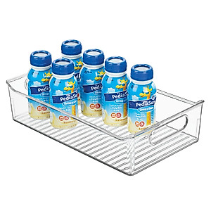 mDesign Small Plastic Nursery Storage Container Bins with Handles for Organization in Pantry, Cabinet, Closet or Cubby Shelves - Organizer for Baby Food, Bibs, Formula, and Burp Cloths - 6 Pack, Clear