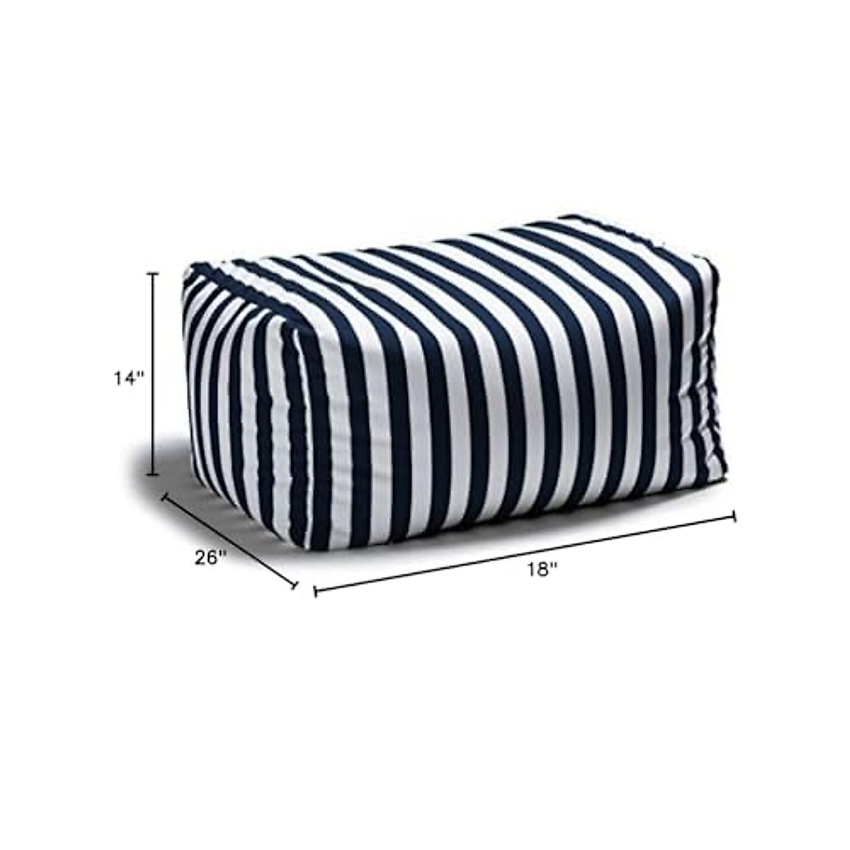 Jaxx Leon Outdoor Bean Bag Ottoman, Navy Stripes