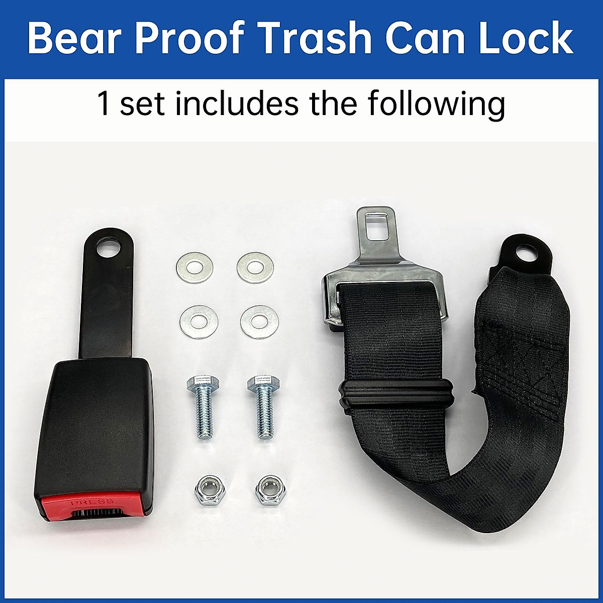 KOMOHOM Bear Proof Trash Can Lid Lock, Garbage Can Locks for Animals, Trash Can Straps for Raccoons, Raccoon Proof Garbage Can Lock Bear Trash Can Lock Bear Straps for Garbage Can