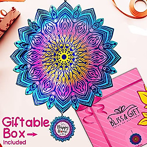 Wind Spinners for Yard and Garden - 12 inches Large - 3D Reflective Stainless Steel Hanging Wind Spinners - Home or Outdoor Decor - Kinetic Metal Art Design - Ideal for Gifts (12 Inches, Galaxy)