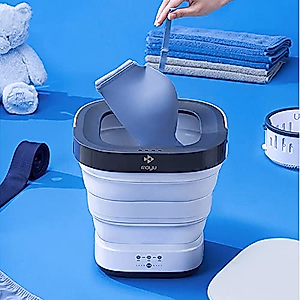 MOYU Mini Portable Bucket Washer Foldable Washing Machine with Spin Dry and Drainage Pipe (White US Plug 110 v)